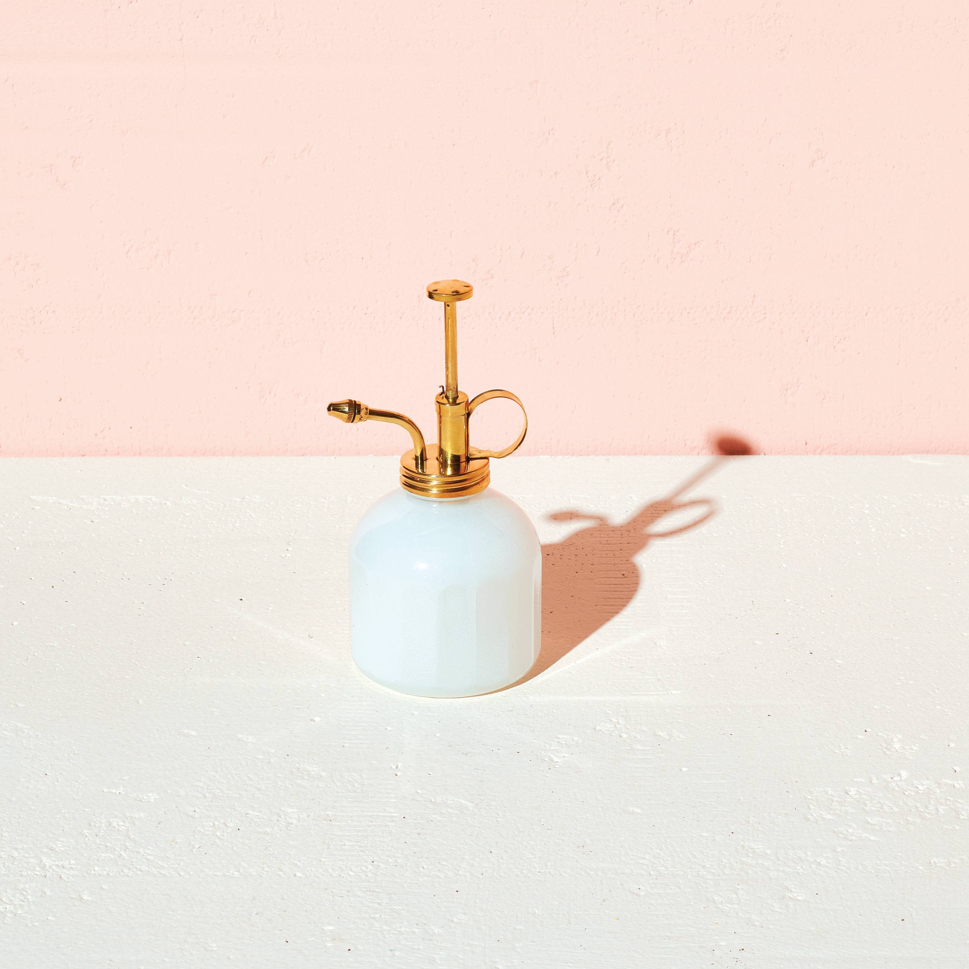 White Glass & Brass Mister – Merry Piglets